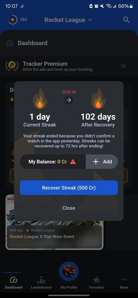 Streak tracker broken/bugged - Rocket League - Tracker Network