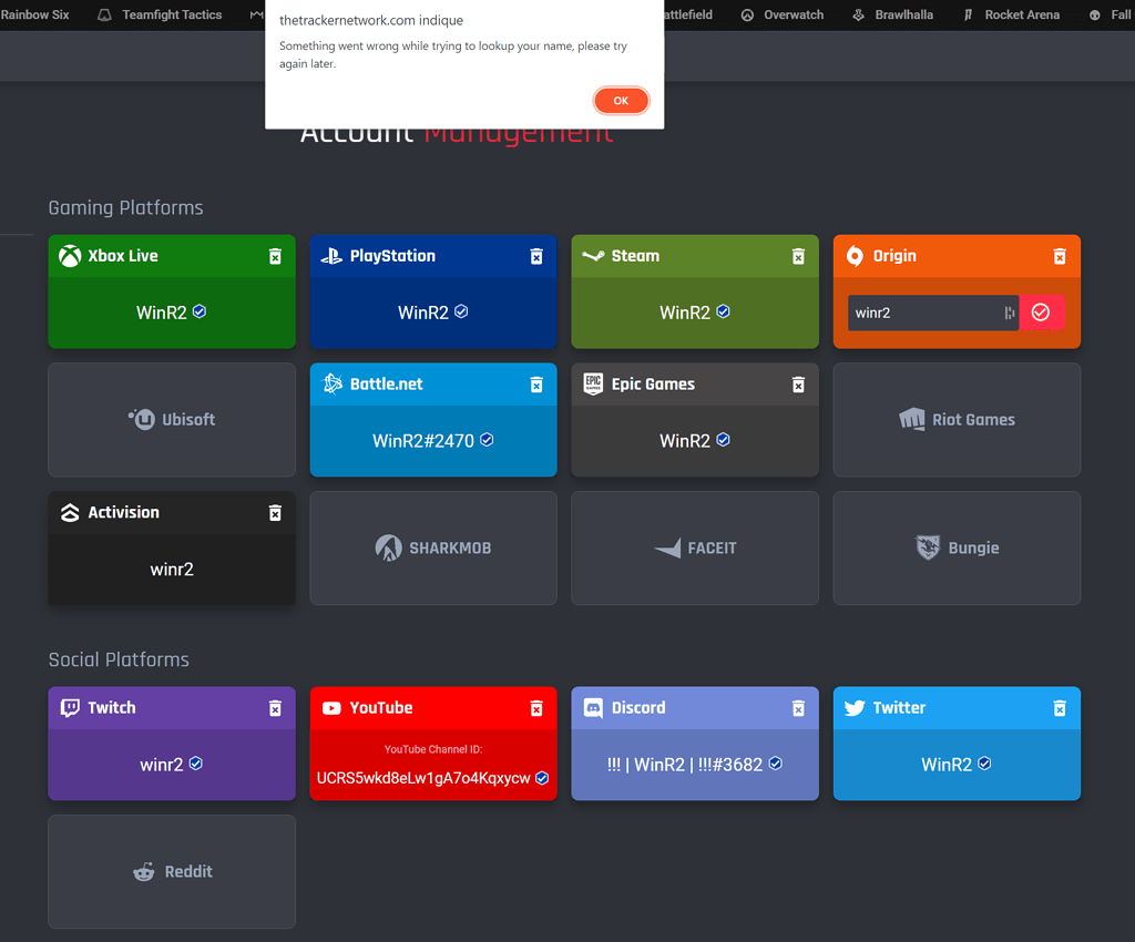 Can't link my Origin profil - General - Tracker Network