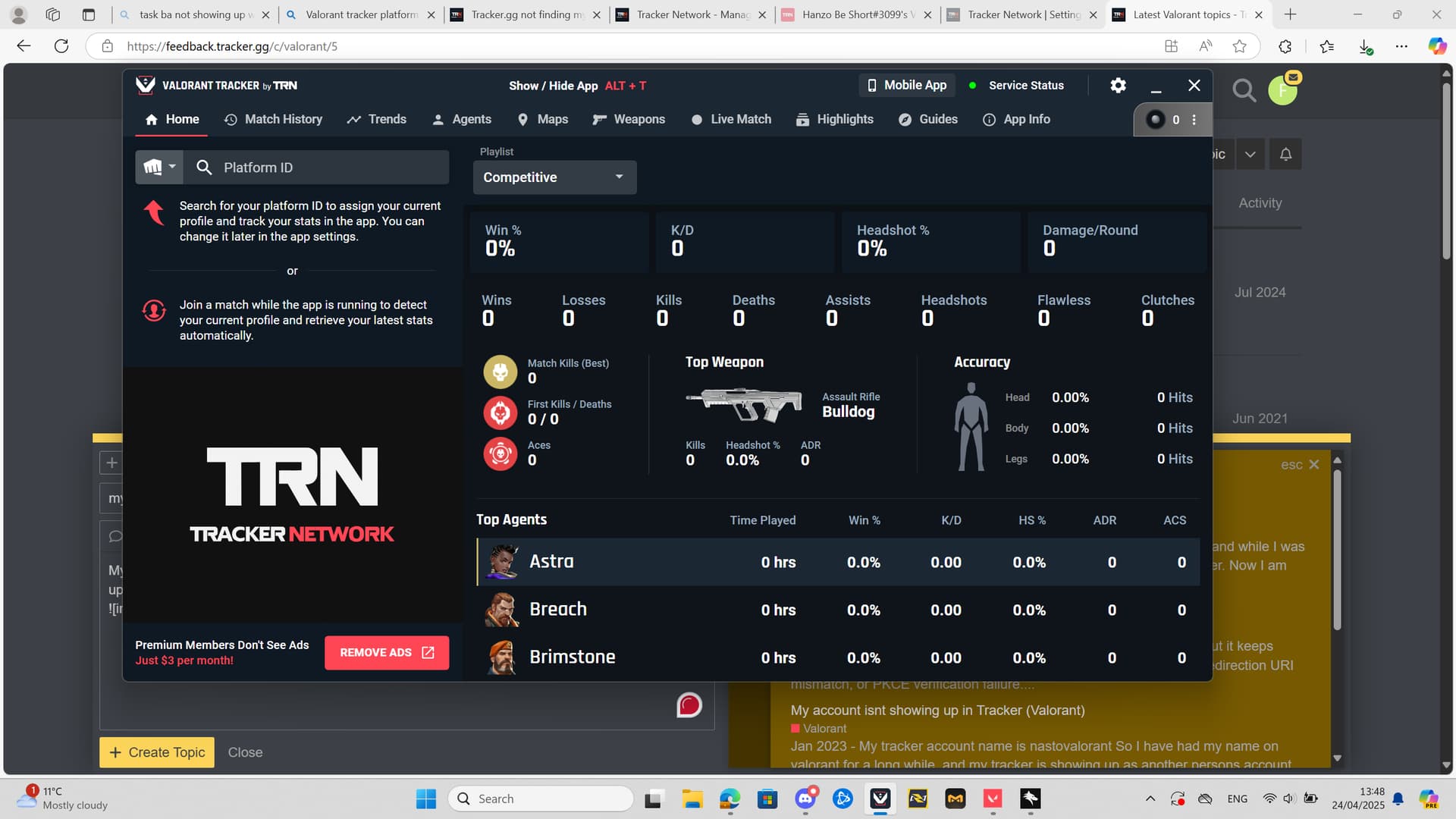 My val tracker on desktop wont show my account despite both being ...