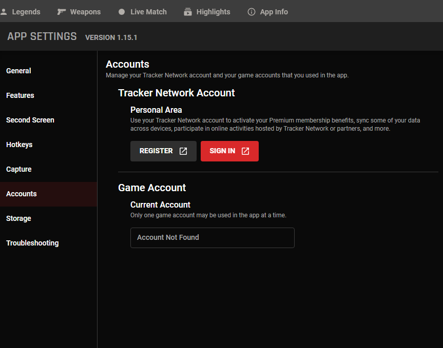 Issue linking my account in trn app - Apex Legends - Tracker Network